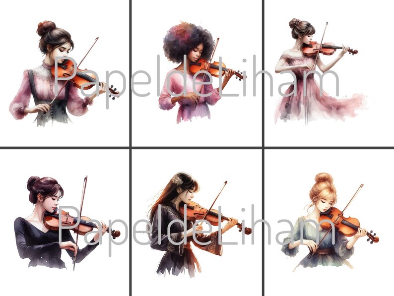 Violin Ladies Clipart High Resolution Digital Art 300 DPI Transparent ...