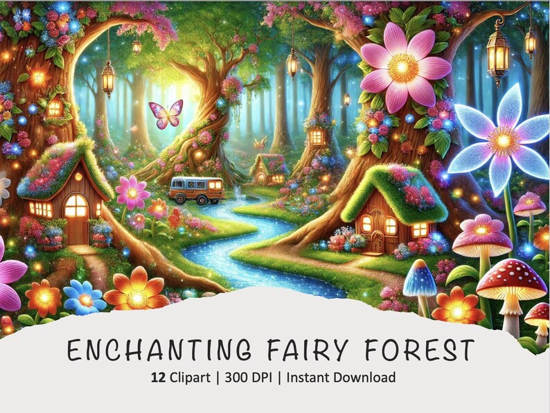 Enchanting Fairy Forest Clipart | High Resolution Digital Art | 300 DPI ...