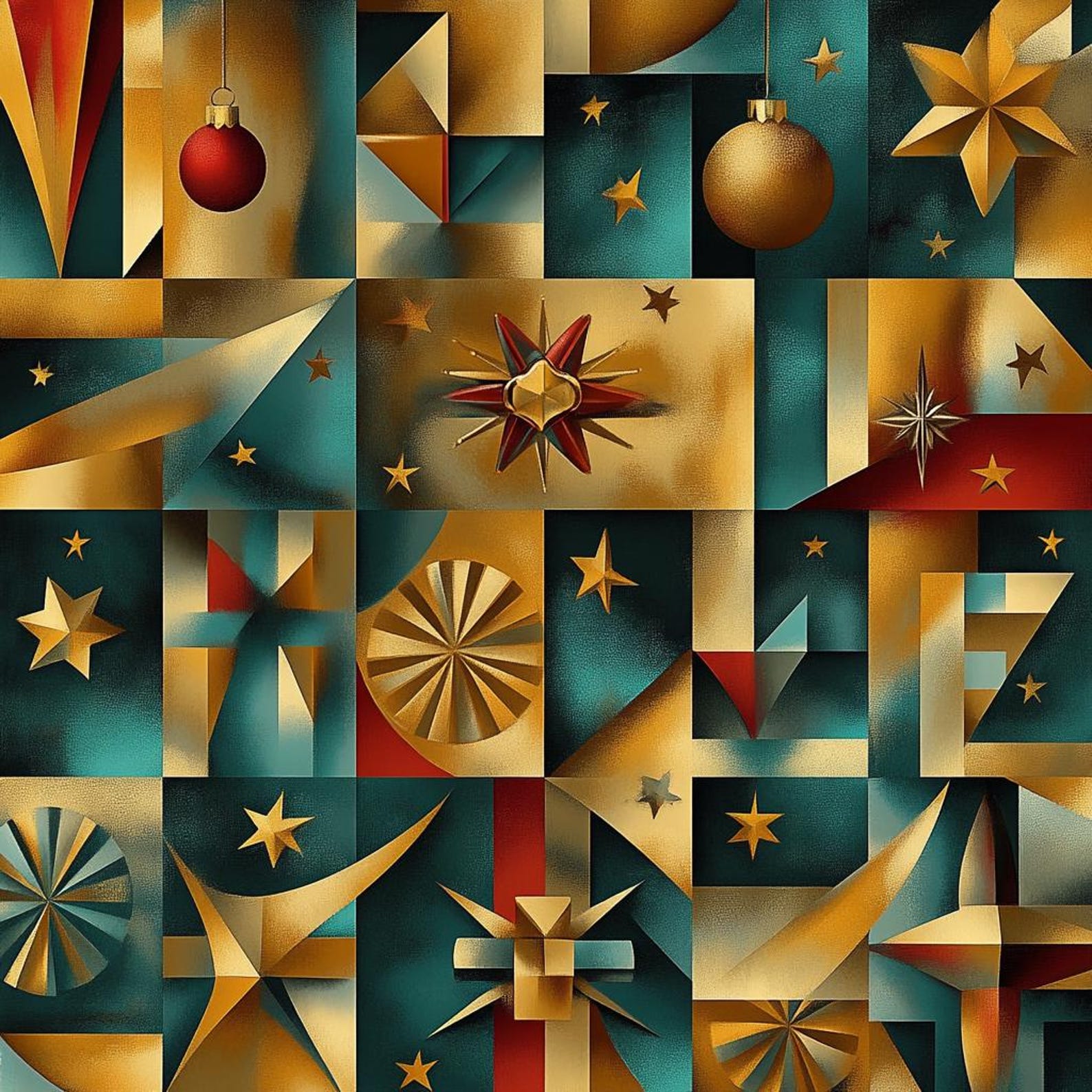 Golden Cubism Christmas Gift Wrap, Luxe Empire Pattern - Etsy
