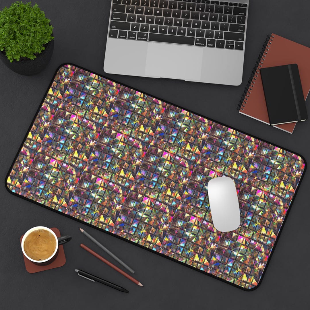 Prismatic Crystal Grid Mouse Pad Holographic Luxury Desk Mat Gamer ...
