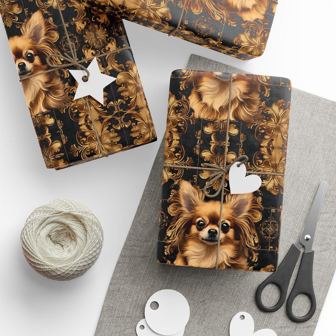 Luxury Golden Victorian Christmas Wrapping Papers, Chihuahua ...