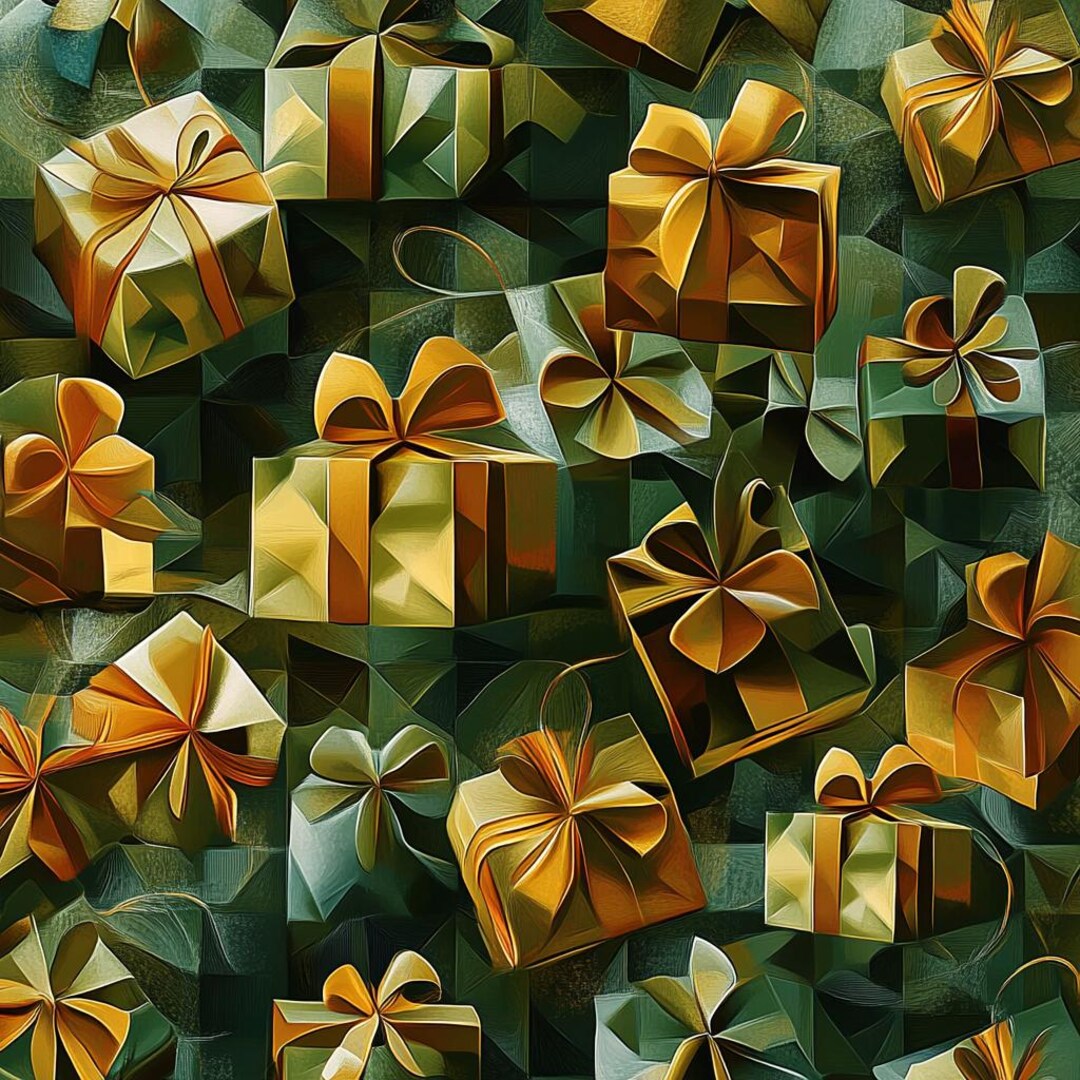 Golden Cubism Christmas Gift Wrapping Paper, Luxe Empire Pattern - Etsy