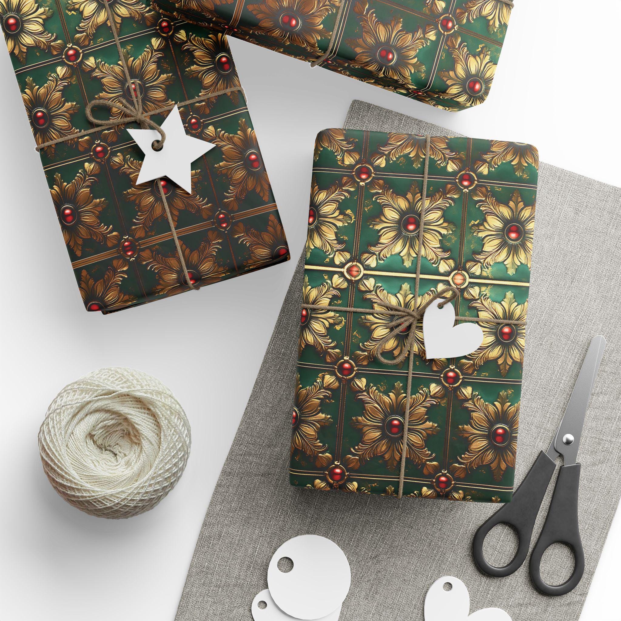 Gift Wrapping Papers, Golden Baroque Style Luxury Opal Luxe Empire ...