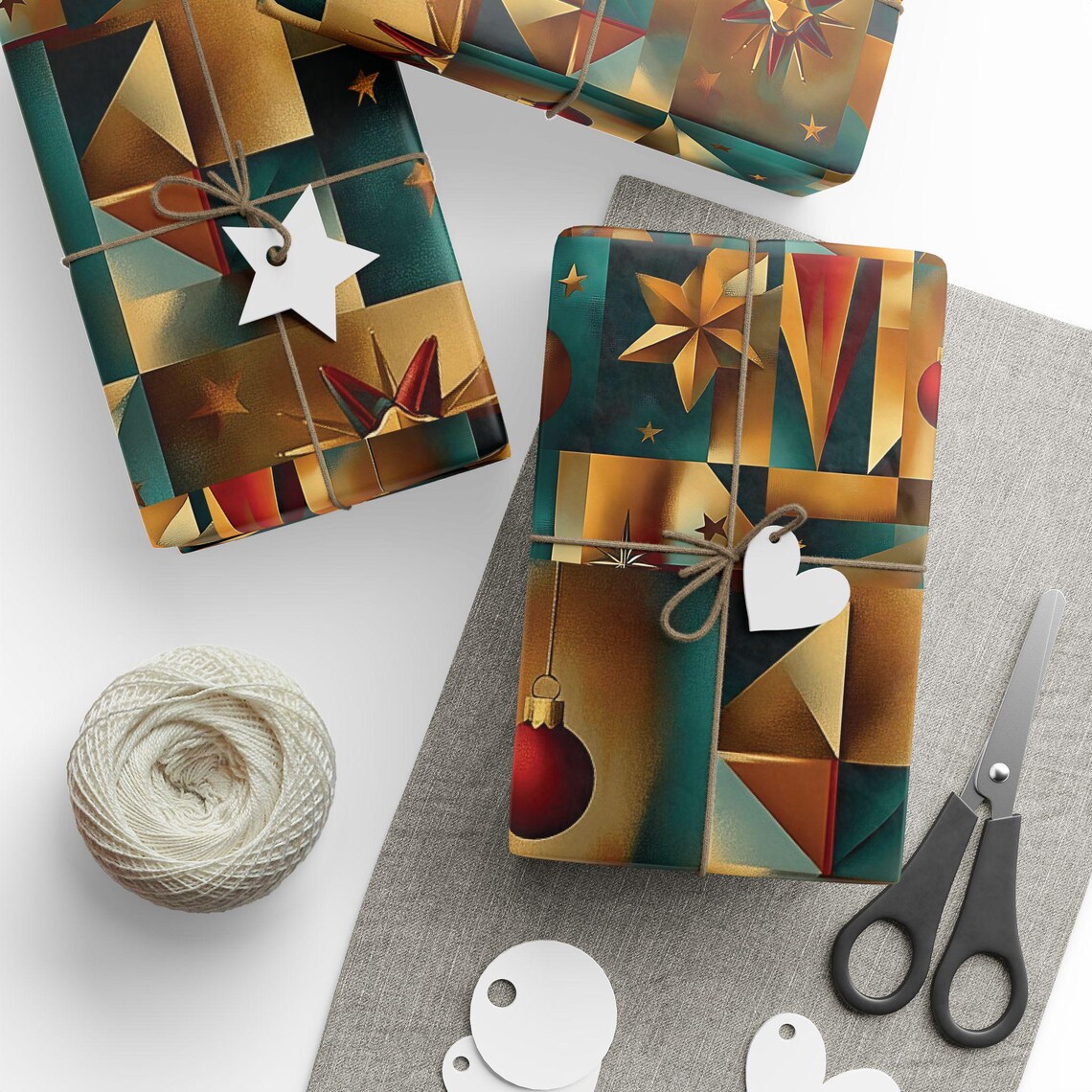 Golden Cubism Christmas Gift Wrap, Luxe Empire Pattern - Etsy