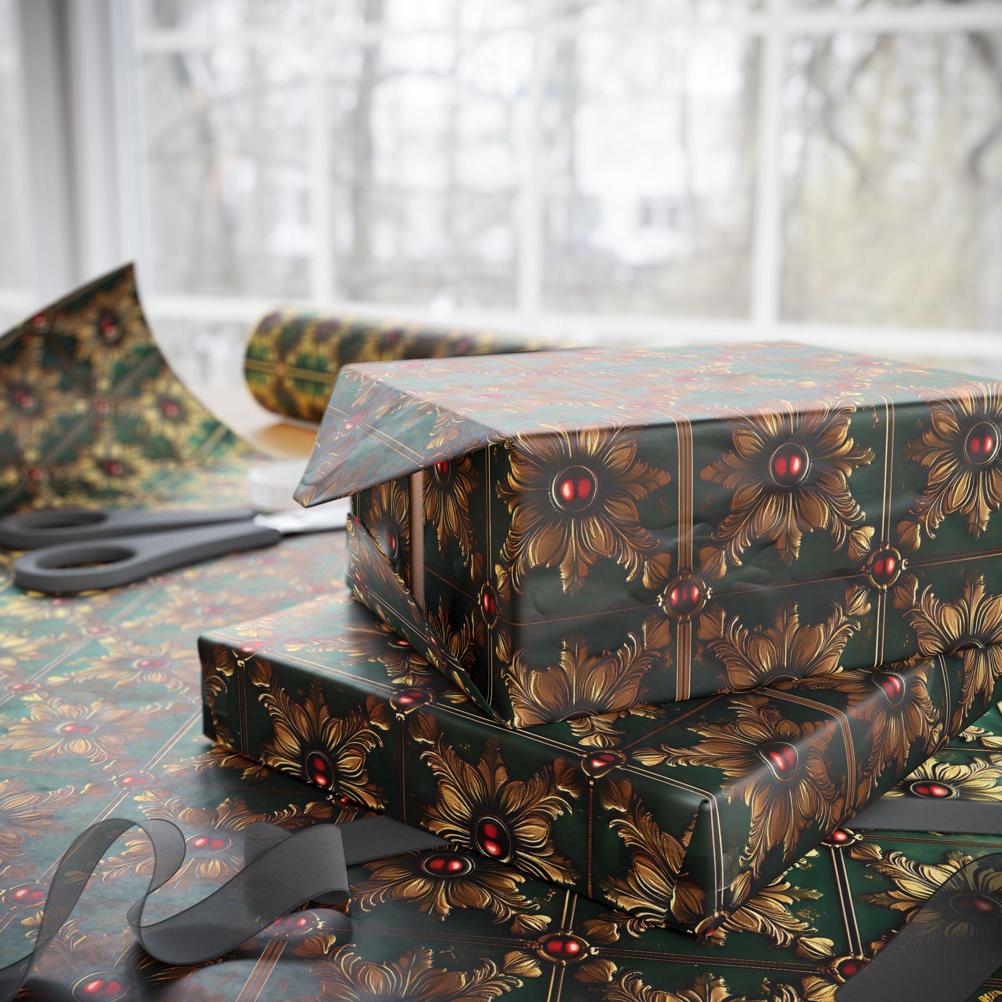 Gift Wrapping Papers, Golden Baroque Style Luxury Opal Luxe Empire ...