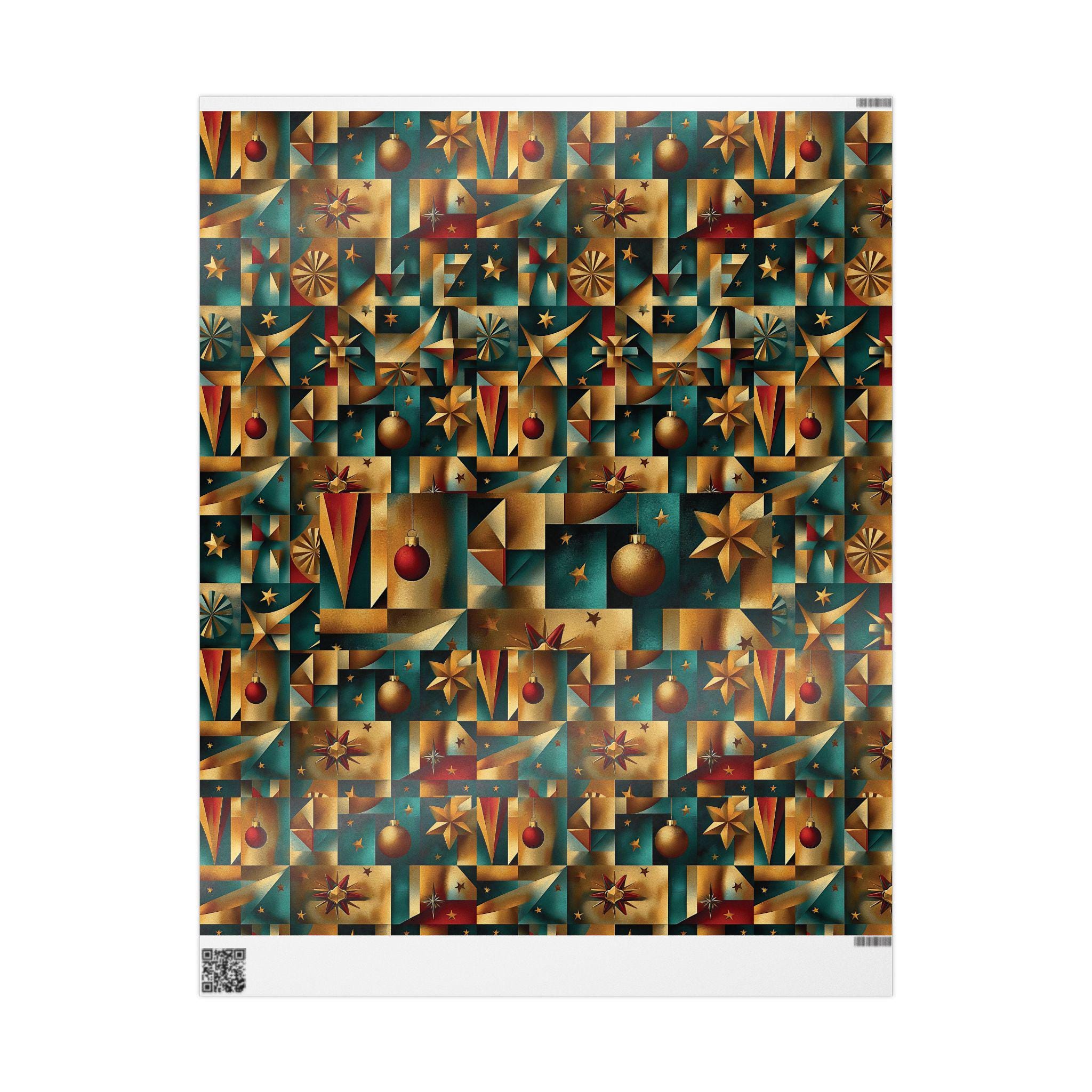 Golden Cubism Christmas Gift Wrap, Luxe Empire Pattern - Etsy