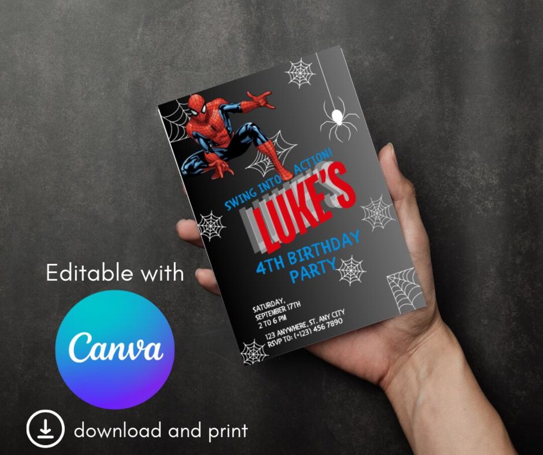 Spiderman Birthday Invitation | Editable Digital Template | Instant ...