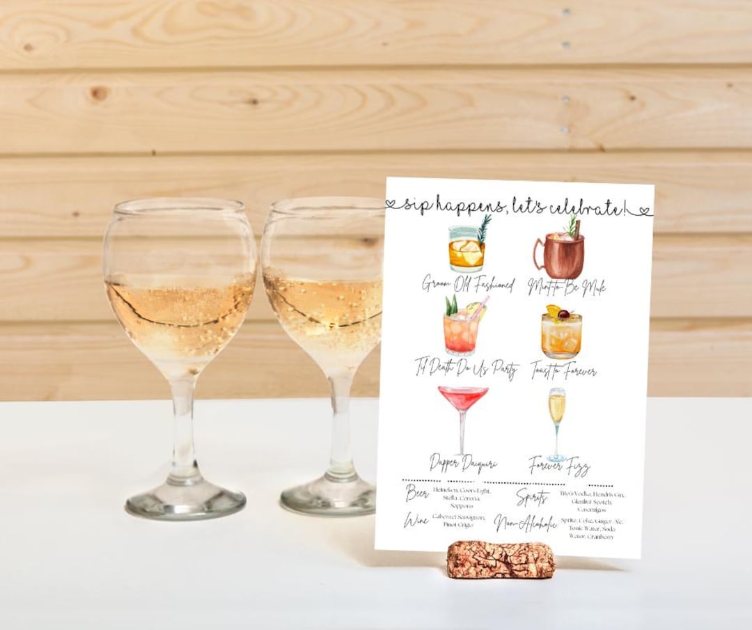 Editable Wedding Drinks Menu Sign | Printable Bar Menu Template ...