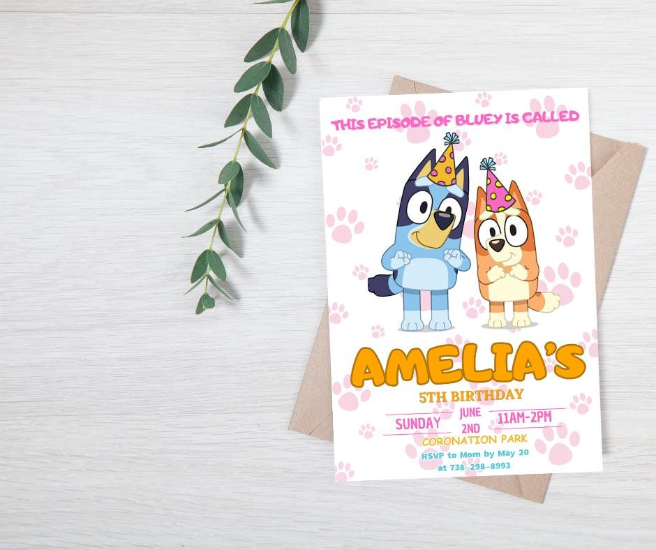 Bluey & Bingo Birthday Invitation | Editable Digital Template | Instant ...