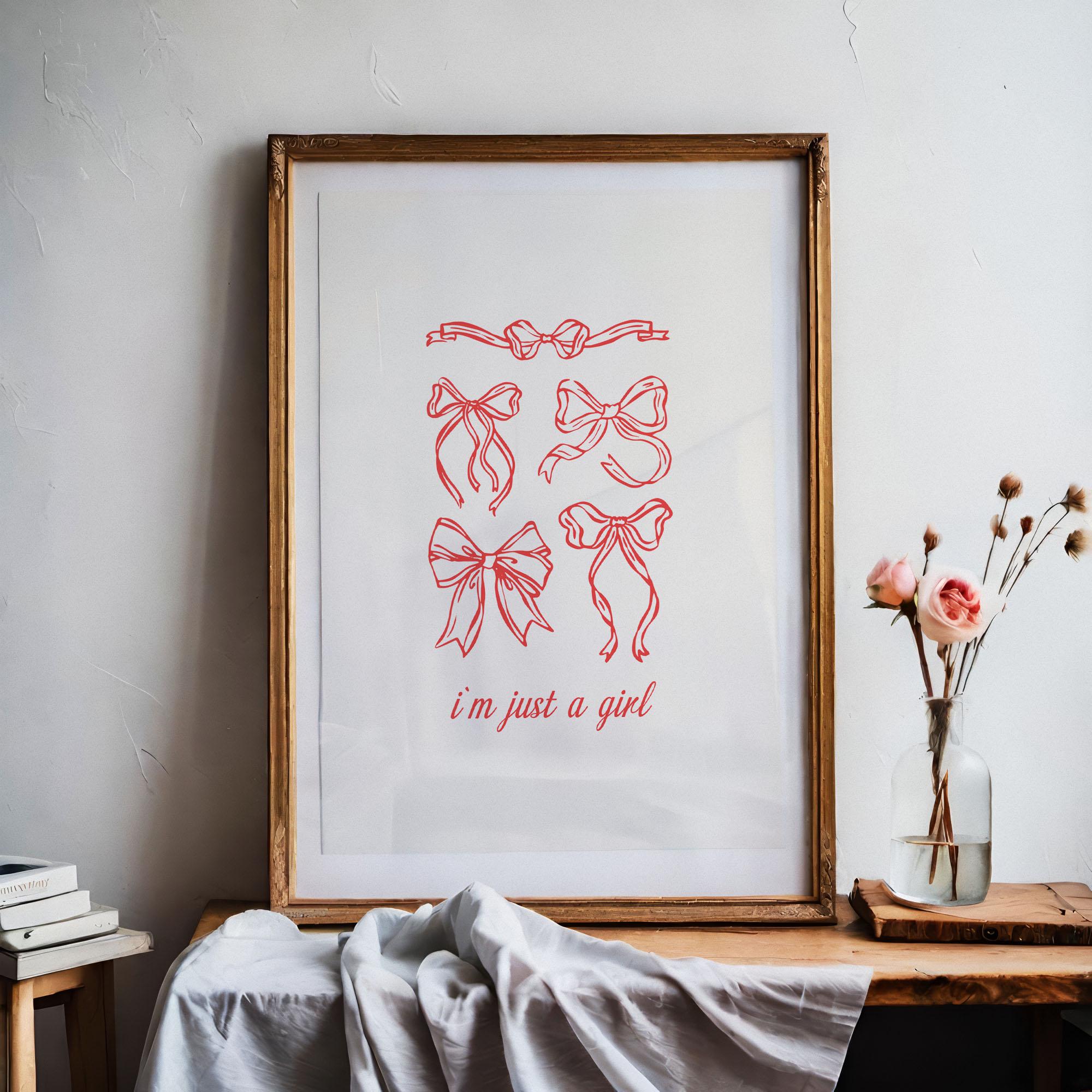 Pink Bow Wall Art Printable | Coquette & Balletcore Decor | Pastel ...