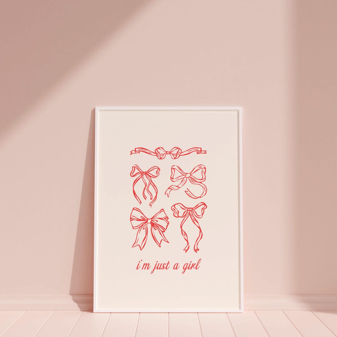Pink Bow Wall Art Printable | Coquette & Balletcore Decor | Pastel ...