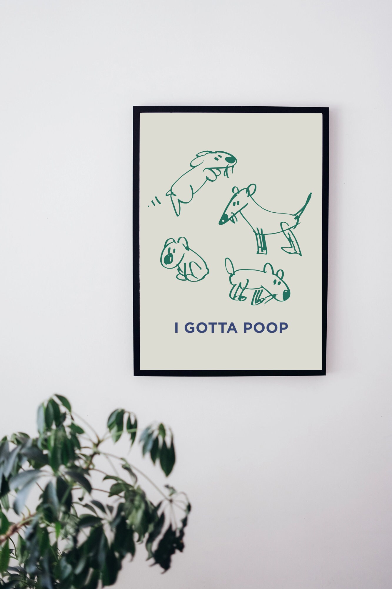 Funny Dog Wall Art | I Gotta Poop Cartoon Dog Poster | Quirky Bathroom ...