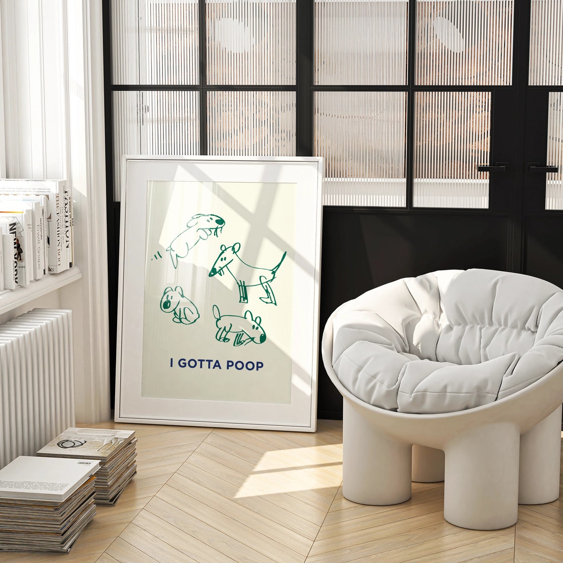 Funny Dog Wall Art | I Gotta Poop Cartoon Dog Poster | Quirky Bathroom ...