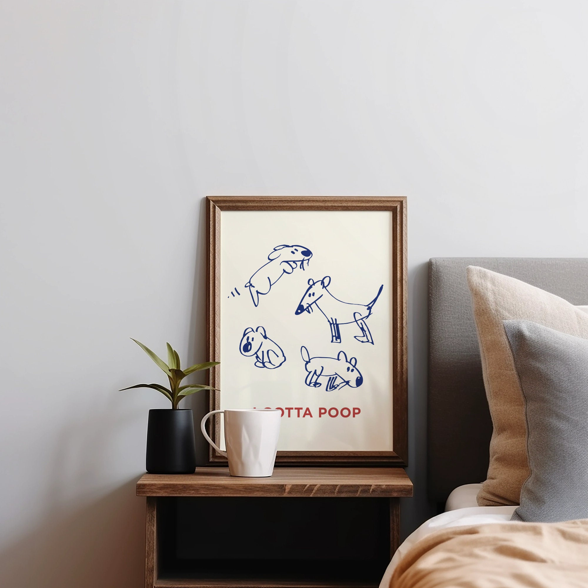 Funny Dog Wall Art | I Gotta Poop Cartoon Dog Poster | Quirky Bathroom ...