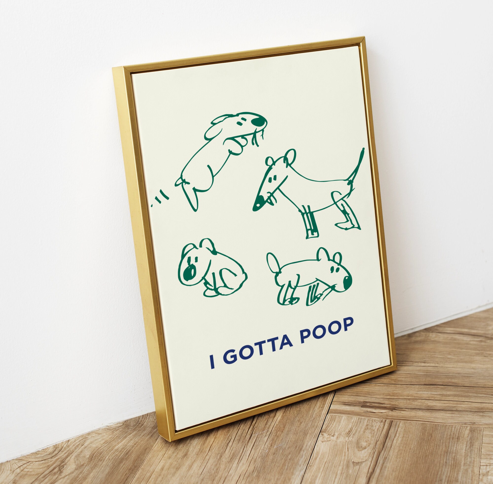 Funny Dog Wall Art | I Gotta Poop Cartoon Dog Poster | Quirky Bathroom ...