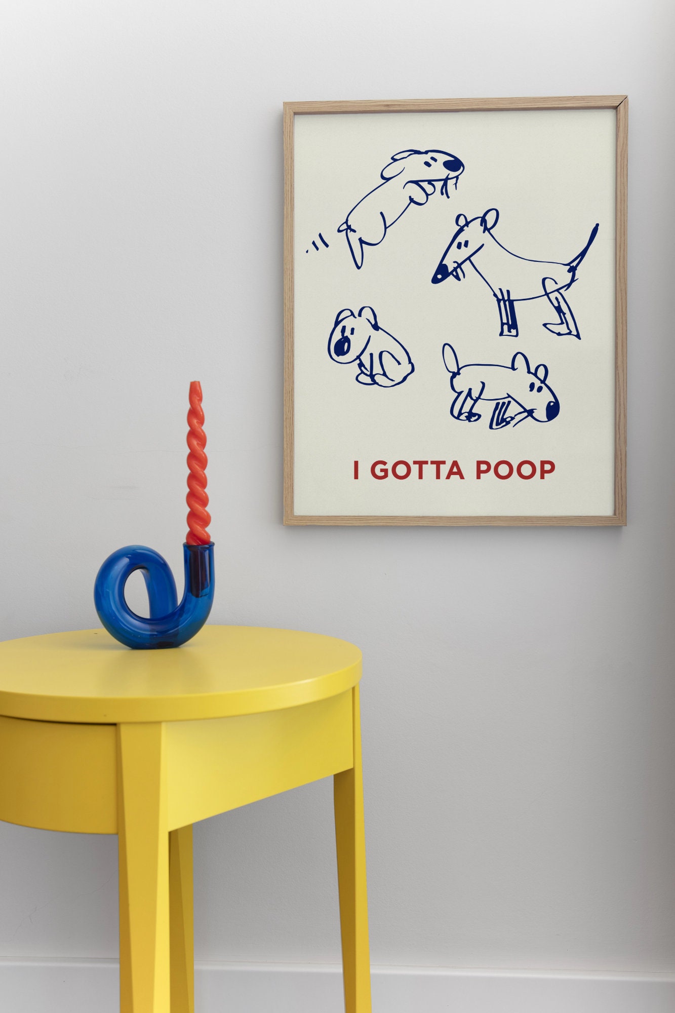 Funny Dog Wall Art | I Gotta Poop Cartoon Dog Poster | Quirky Bathroom ...