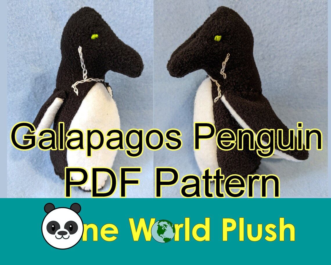 Galapagos Penguin Stuffed Animal PDF Sewing Pattern Plush Endangered ...