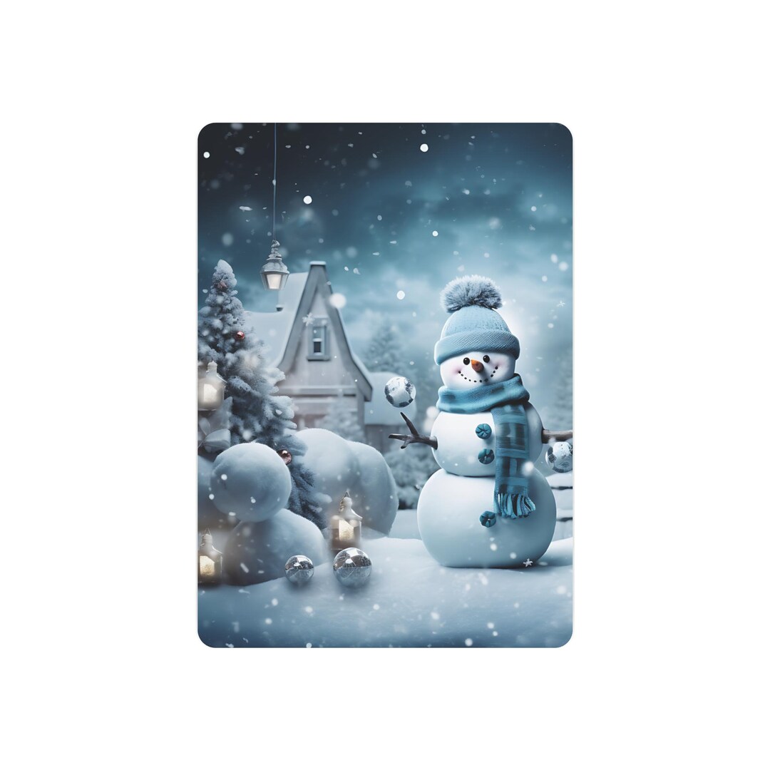 Snowman Wall Art, Metal Sign, Blue Christmas Wall Decor, Holiday Metal ...