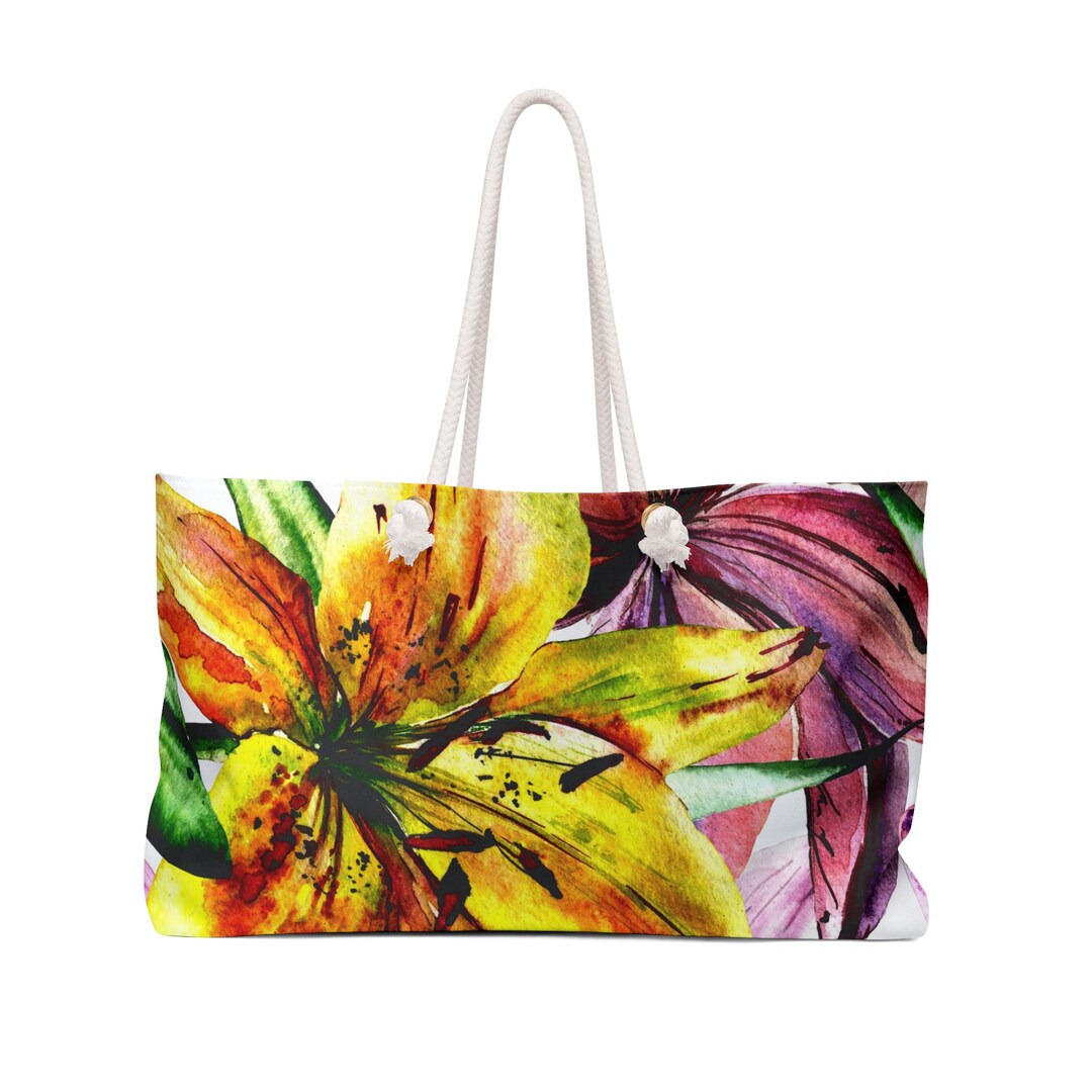 Tropical Floral Weekender Bag: Large Beach Tote - Etsy
