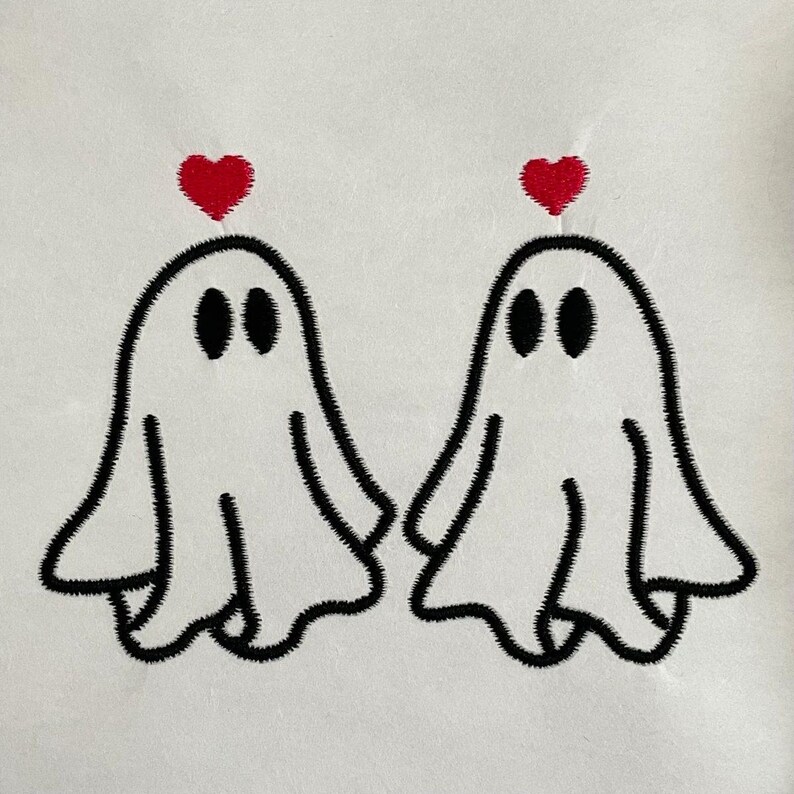 Ghosts Lovers Outline Machine Embroidery Design | Halloween Embroidery ...
