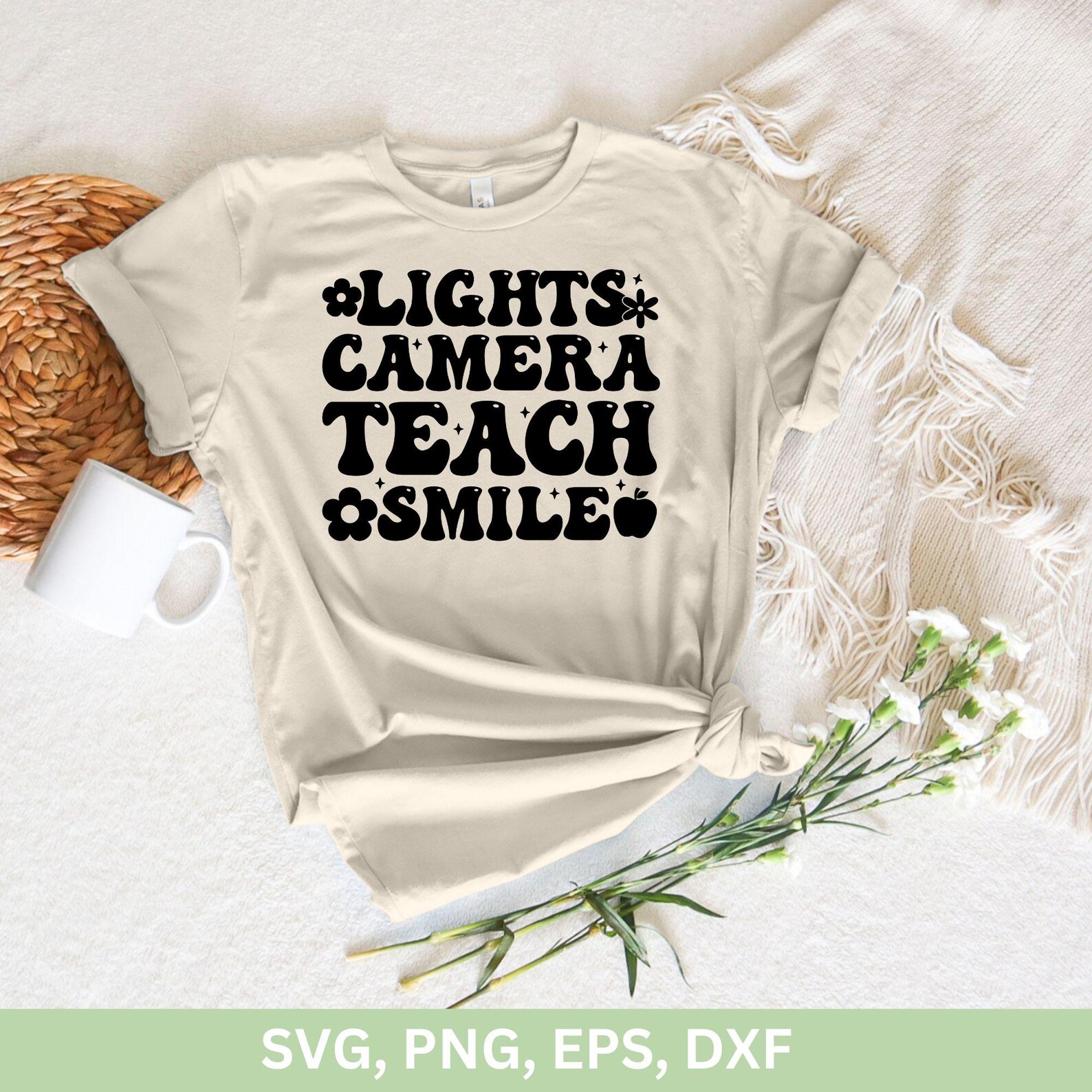 Teacher Appreciation Svg, Lights Camera Teach Smile Shirts Svg, Teacher ...