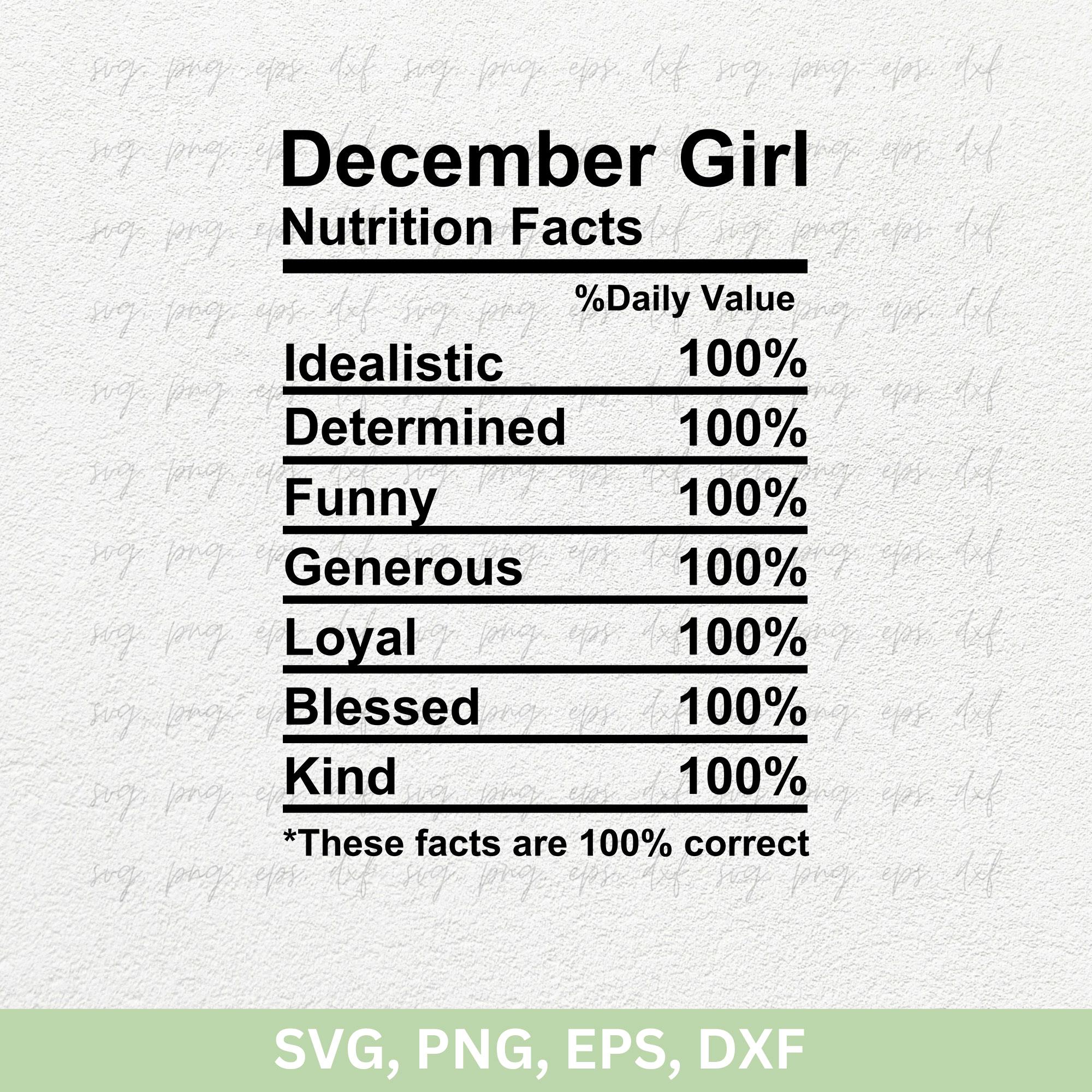 December Girl, Nutrition Facts Svg, December Girl Svg, Queens Are Born ...