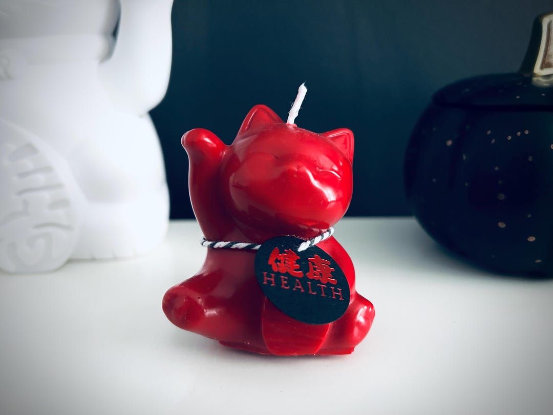 Maneki Neko Scented Candle Lucky Cat Scented Candle Red Lucky Cat ...
