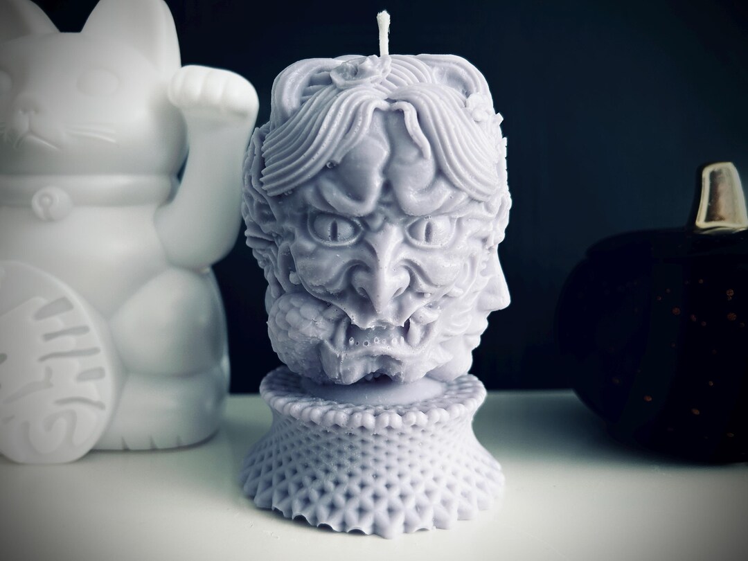 Demon Mask Pillar Candle Japanese Mask Candle Hannya Mask Candle ...