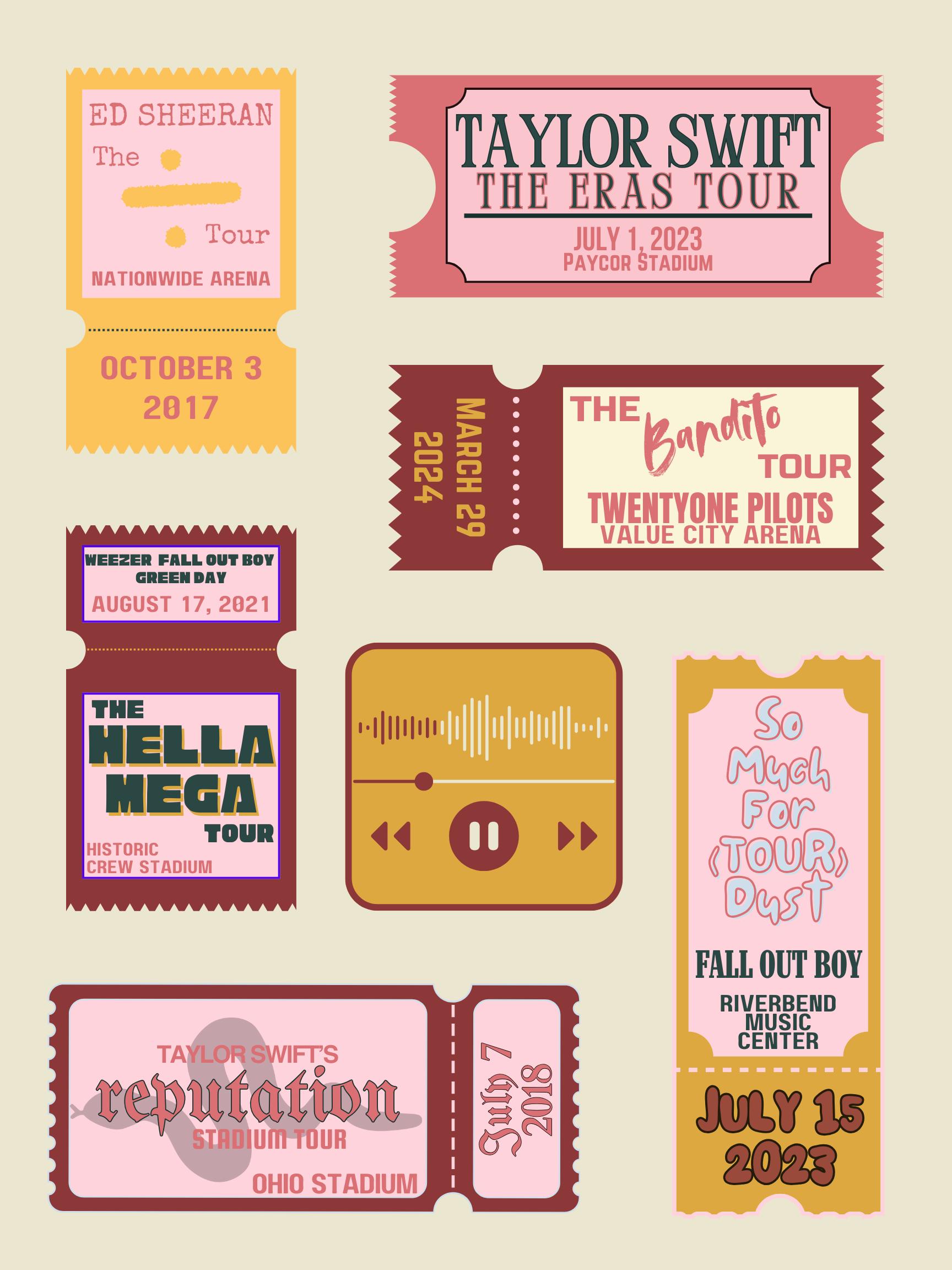 Warm Colors- Personalized Ticket Poster (6 Ticket Option)- Concert ...