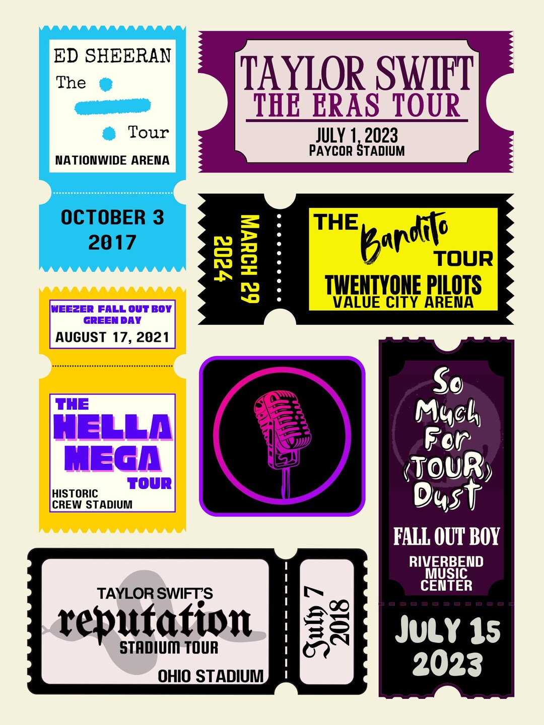 Personalized Ticket Poster (6 Ticket Option)- Concert, Movie, Events ...