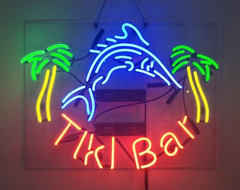 Neon Tiki Bar Glass Sign - Etsy