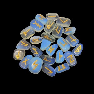 Opalite Rune Stones Set | 25 Elder Futhark Runes | Iridescent Crystal ...