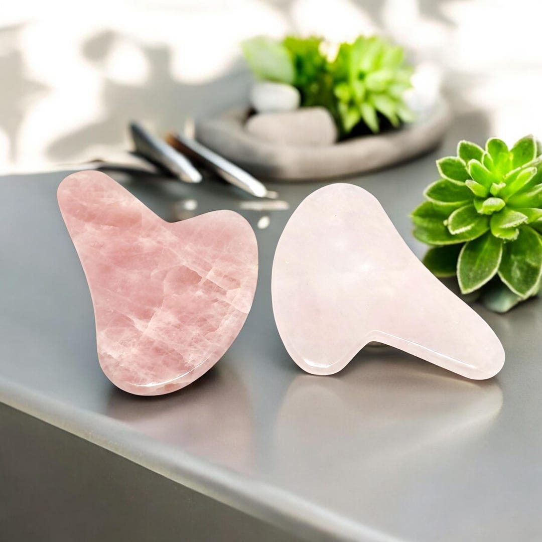 Rose Quartz Gua Sha Tool | Heart Chakra Healing Scraping Plate ...