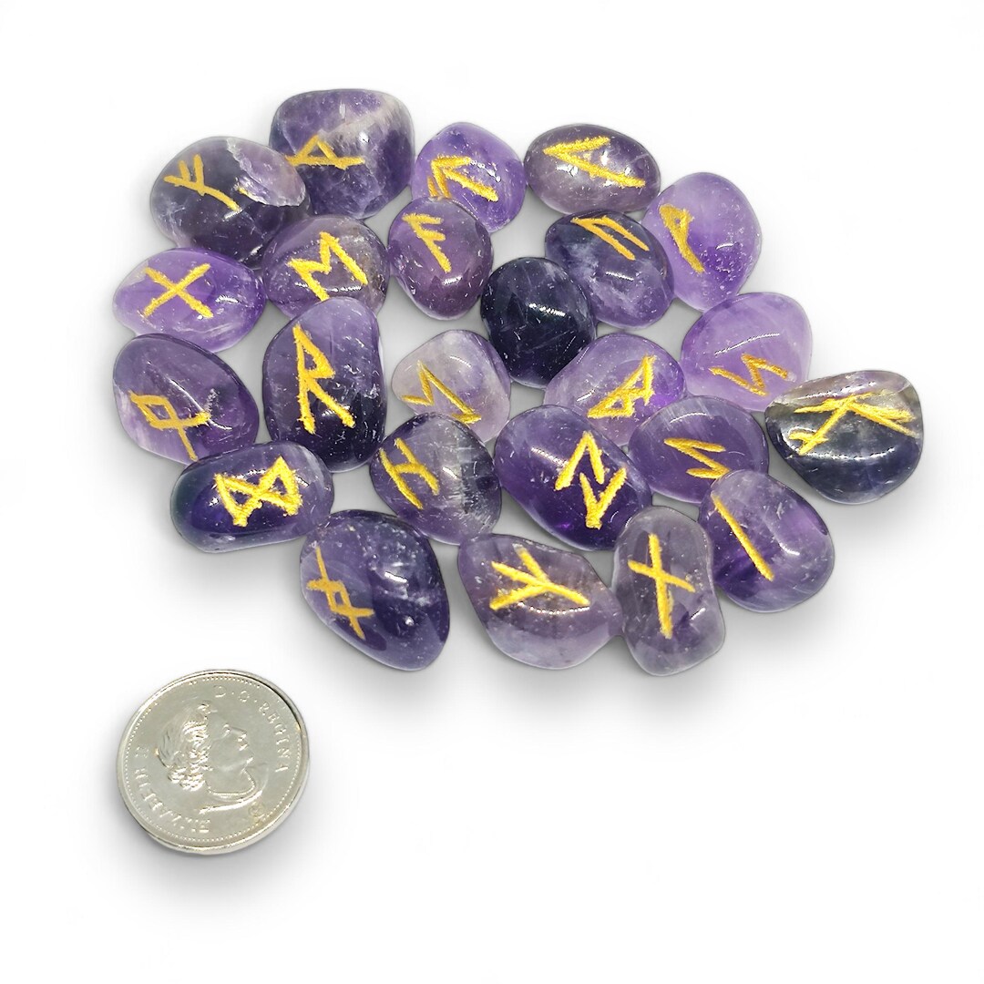 Amethyst Rune Stones Set | 25 Elder Futhark Runes | AAA Grade Crystal ...