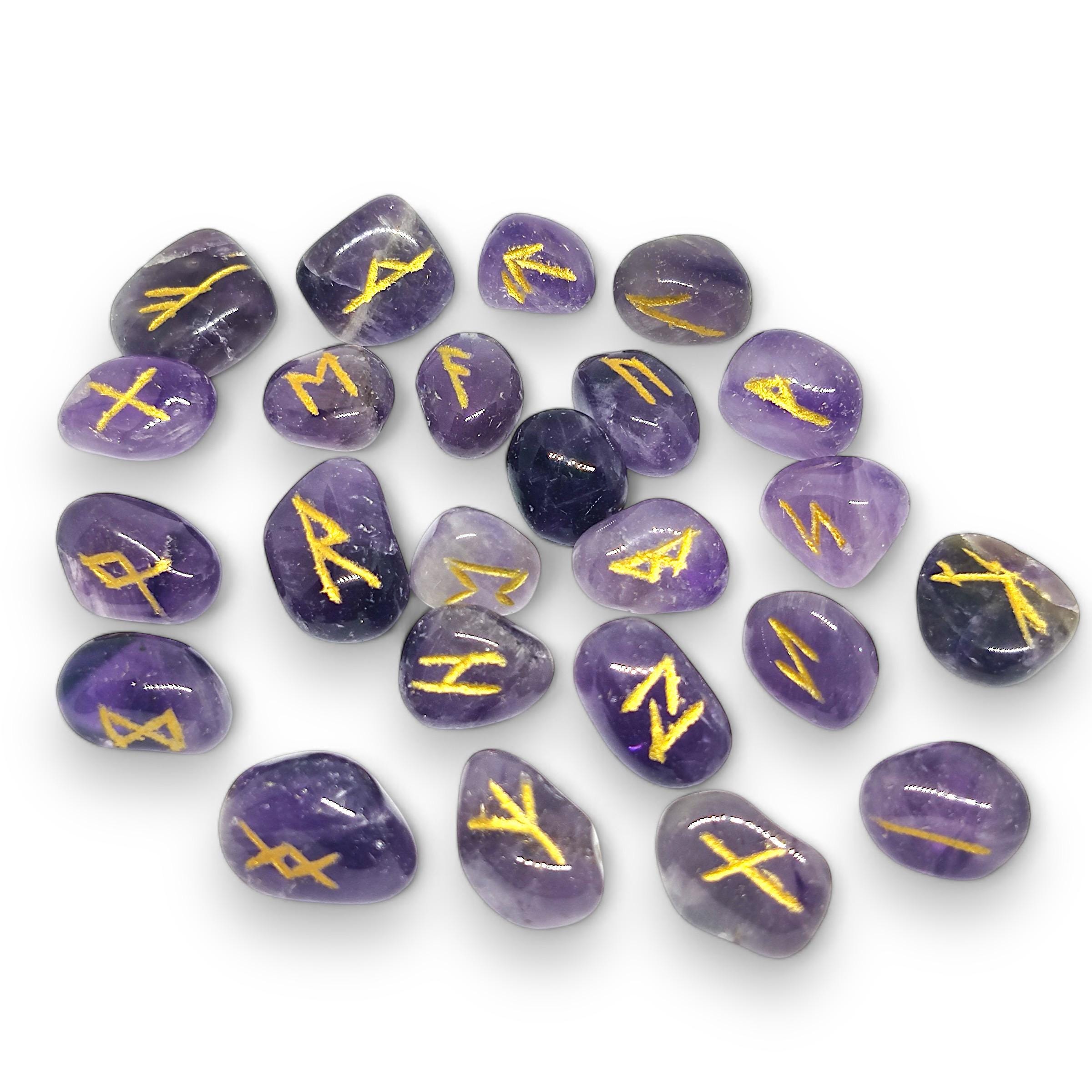 Amethyst Rune Stones Set | 25 Elder Futhark Runes | AAA Grade Crystal ...