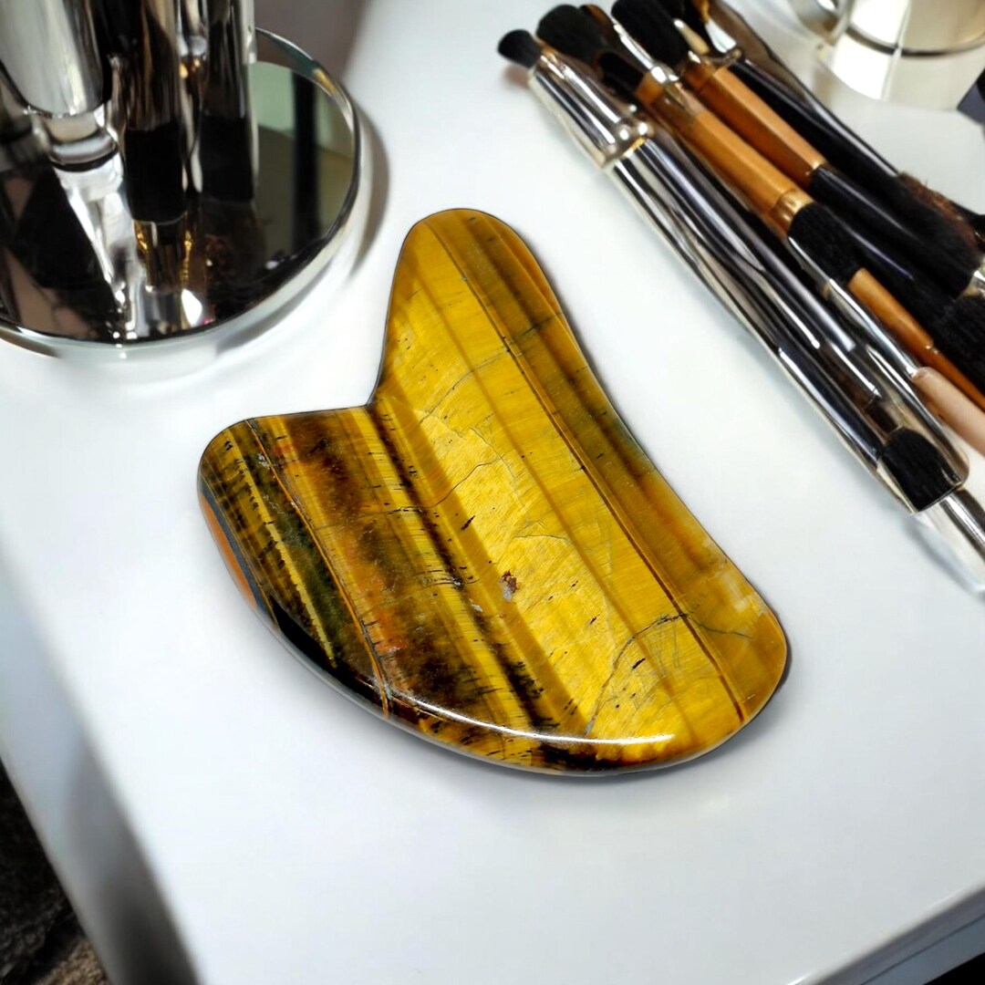 Tiger's Eye Gua Sha Tool | Natural Crystal Facial Massage Stone ...