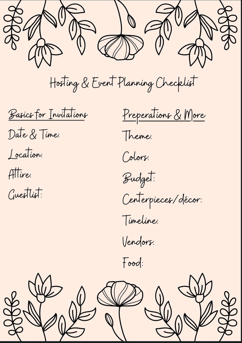 Hosting & Event Planning Checklist - Etsy