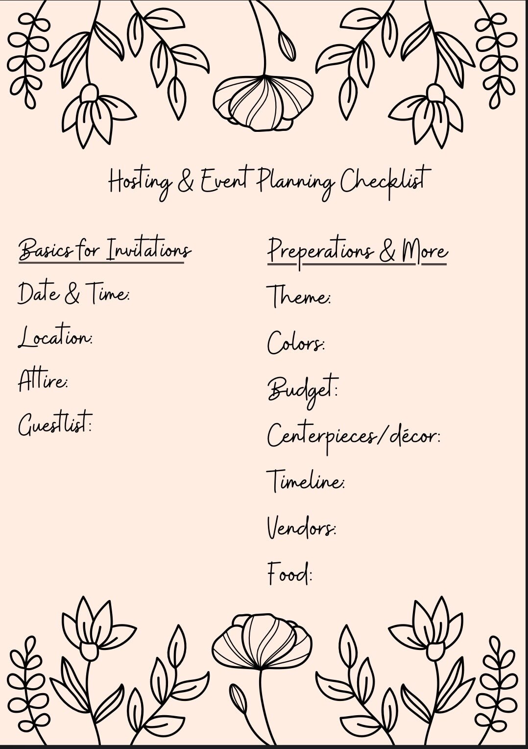 Hosting & Event Planning Checklist - Etsy