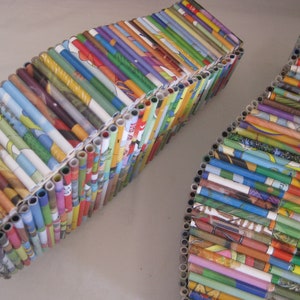 Wood Vase, Hand Decorated With up Cycled Magazine Paper Rolls, Home ...