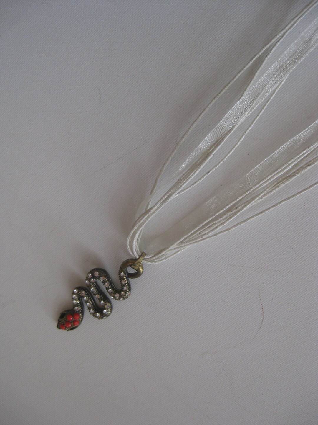 Snake Pendant W Rhinestones on a Multistring Choker Necklace, 17" + 2 ...