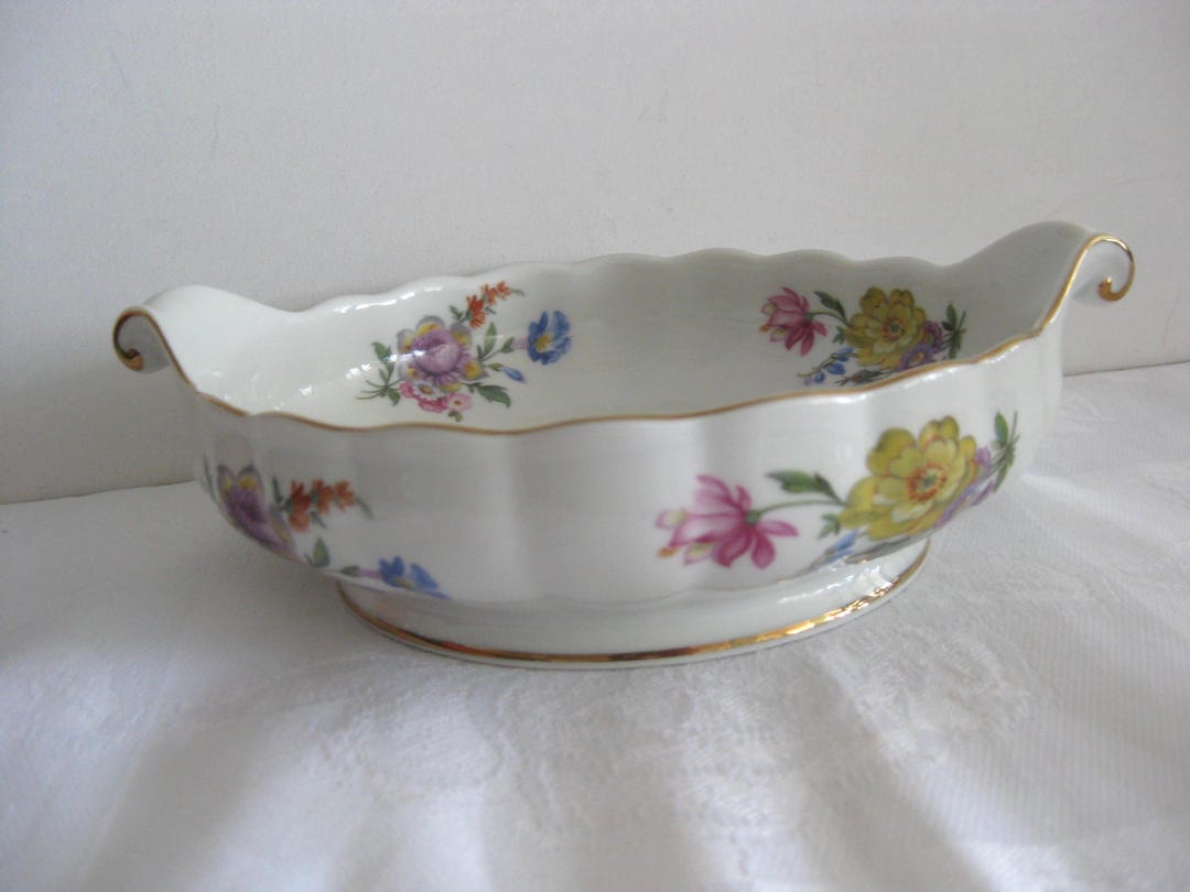 Porcelain Serving Dish/bowl, Verbano, Argentina, Floral Design Inside ...