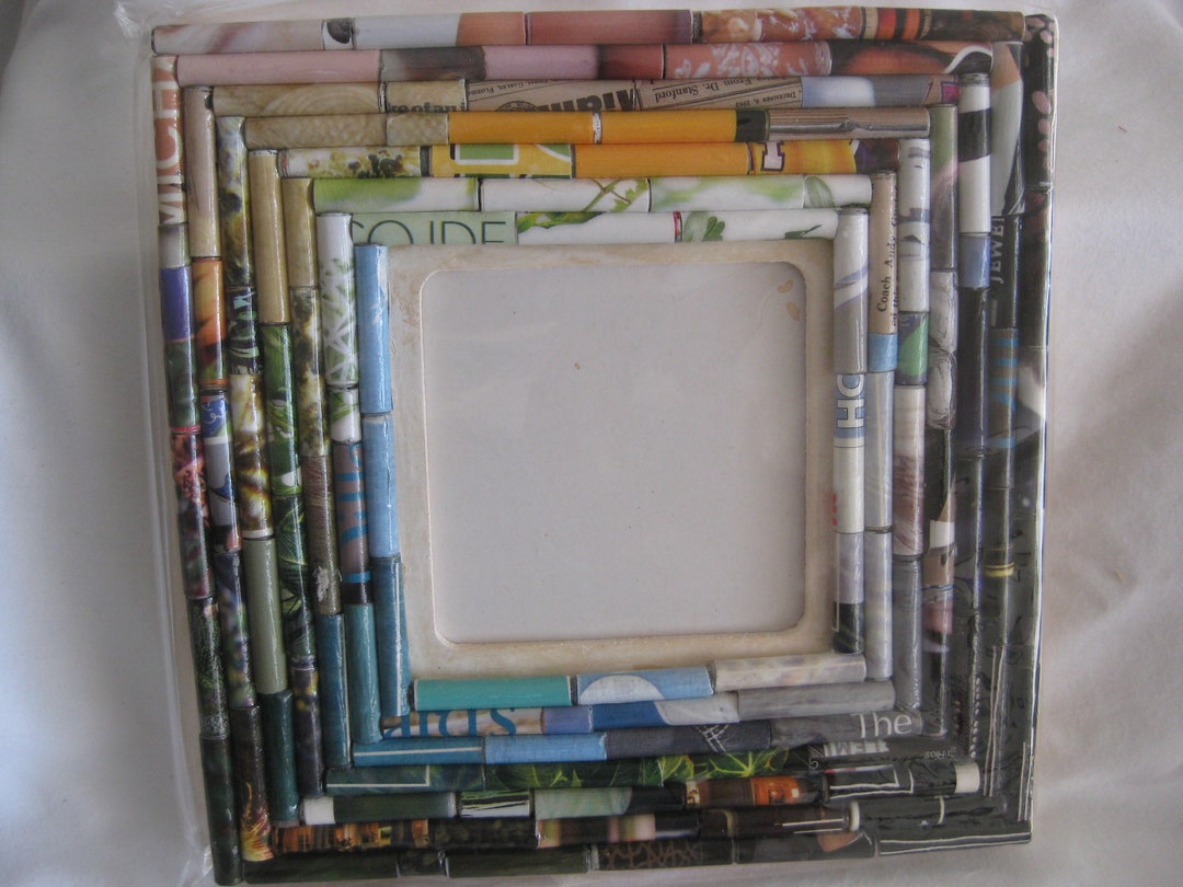 Picture Frame, Decorated W Upcycled Hand Rolled Paper Beads, Home Décor ...