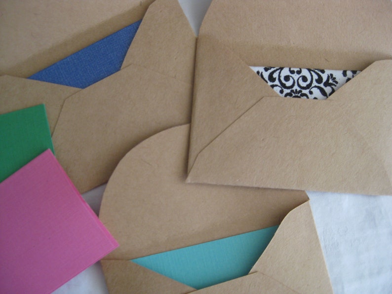 Craft Paper Mini Envelopes With Coloreful Cards. Set of 20 - Etsy