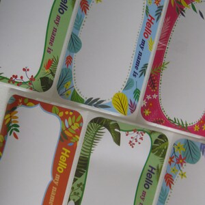 Hello My Name Is..18 Name Tags Stickers. 6 Colors, Floral Design ...