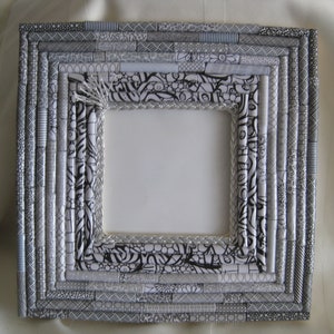 Picture Frame Decorated With Hand Made up Cycled Paper Rolls, White ...