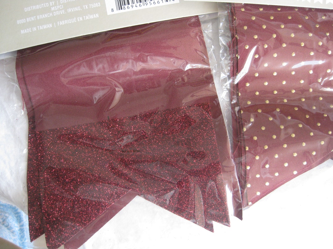 Rag Ribbon Banner Burgundy Flag Shape 2 Designs: Gold Dots - Etsy