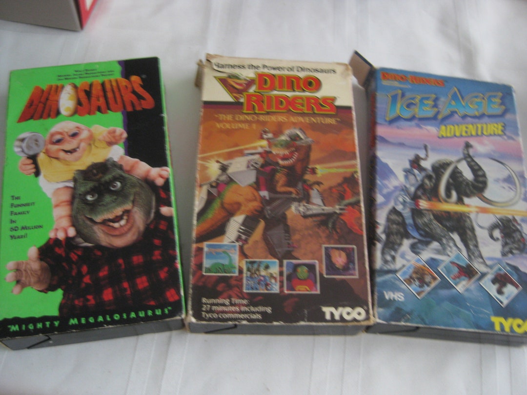 Vintage VHS Movies, Lot of 3, Dino Riders, Ice Age Adventure and ...