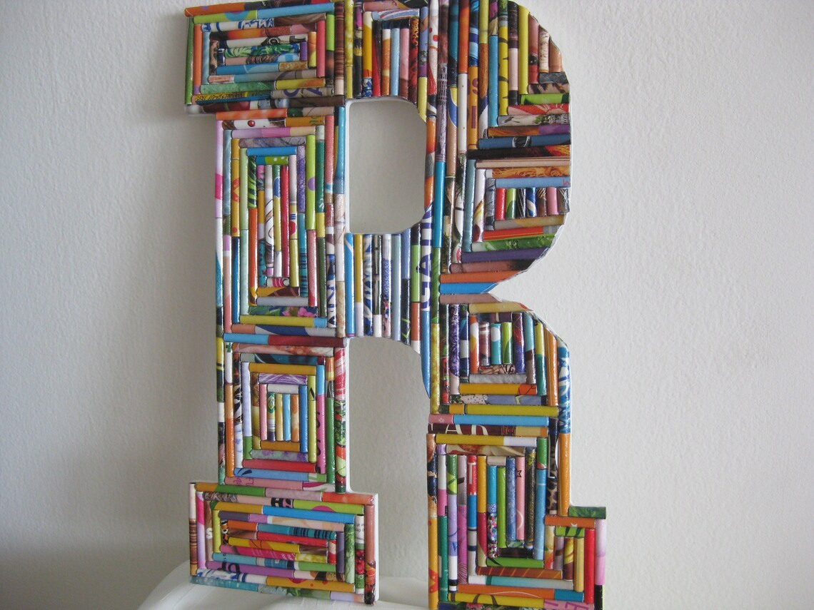 Decorated Colorful Letter R Wall Decor Hand Made up Cycled - Etsy