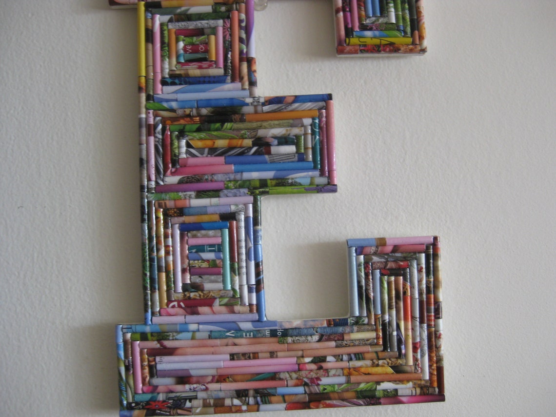 Letter E Decorated With Hand Rolled Paper Colorful Collage - Etsy