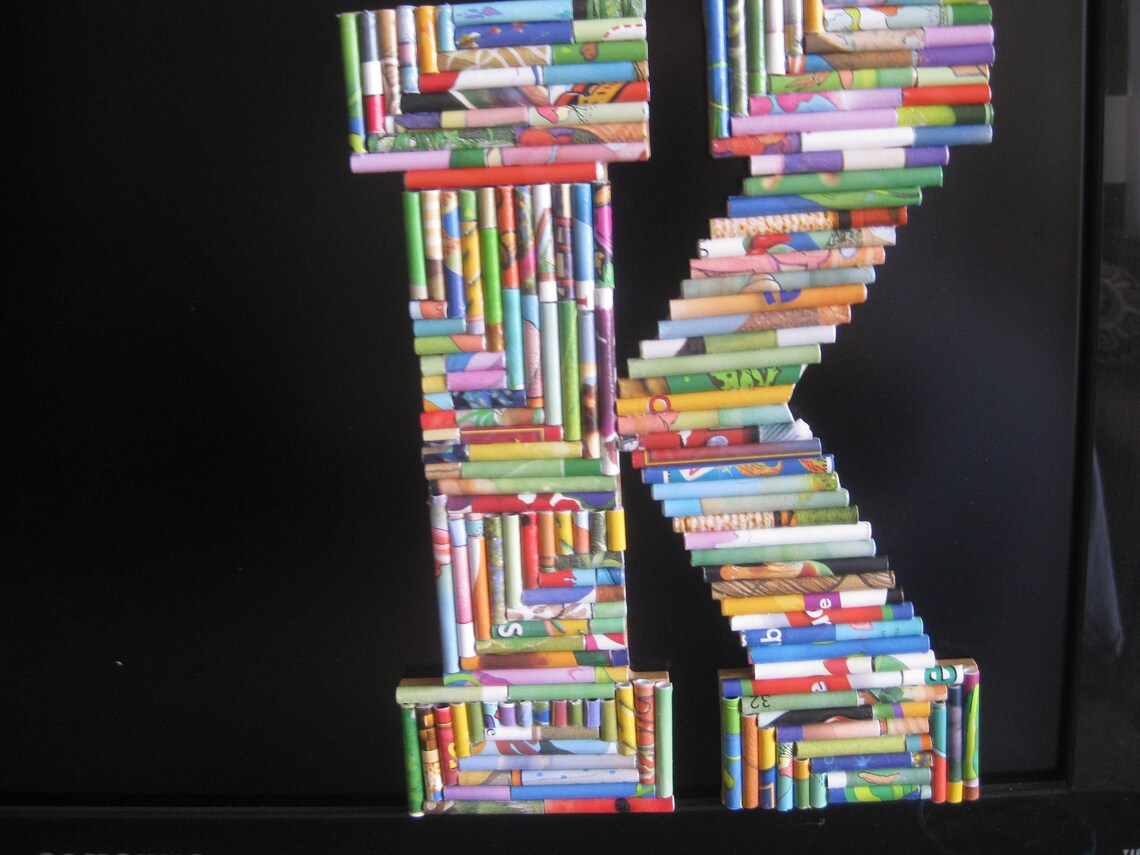Letter K Decorated With Colorfull Paper Rolls Home Decor BD | Etsy